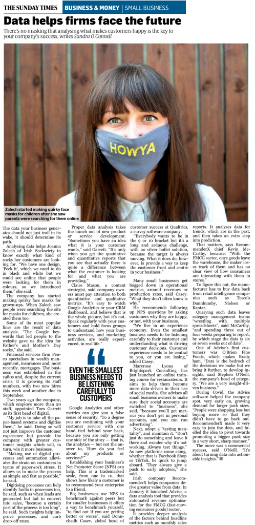 The Sunday Times: Data Helps Firms Face The Future – RecommenderX OLD